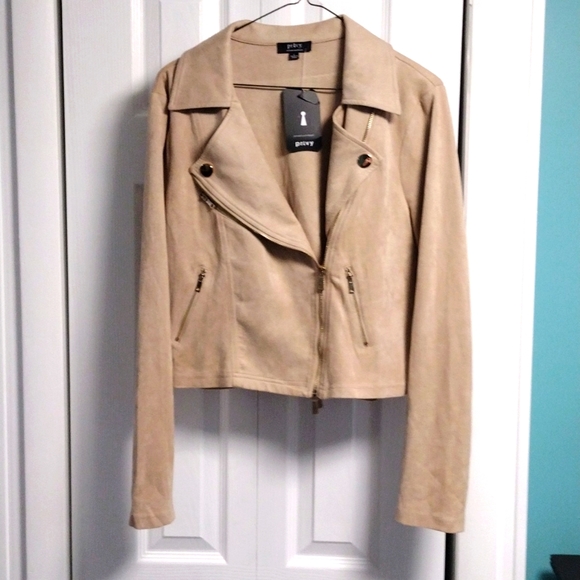 privy | Jackets & Coats | Nwt Privy Womens Tan Light Jacket Faux Suede ...